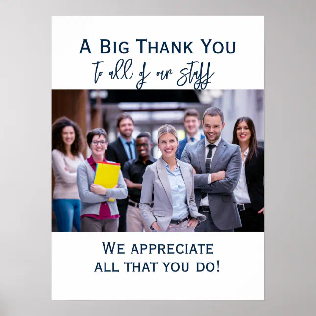 Corporate Thank You Appreciation Company Photo Poster | Zazzle