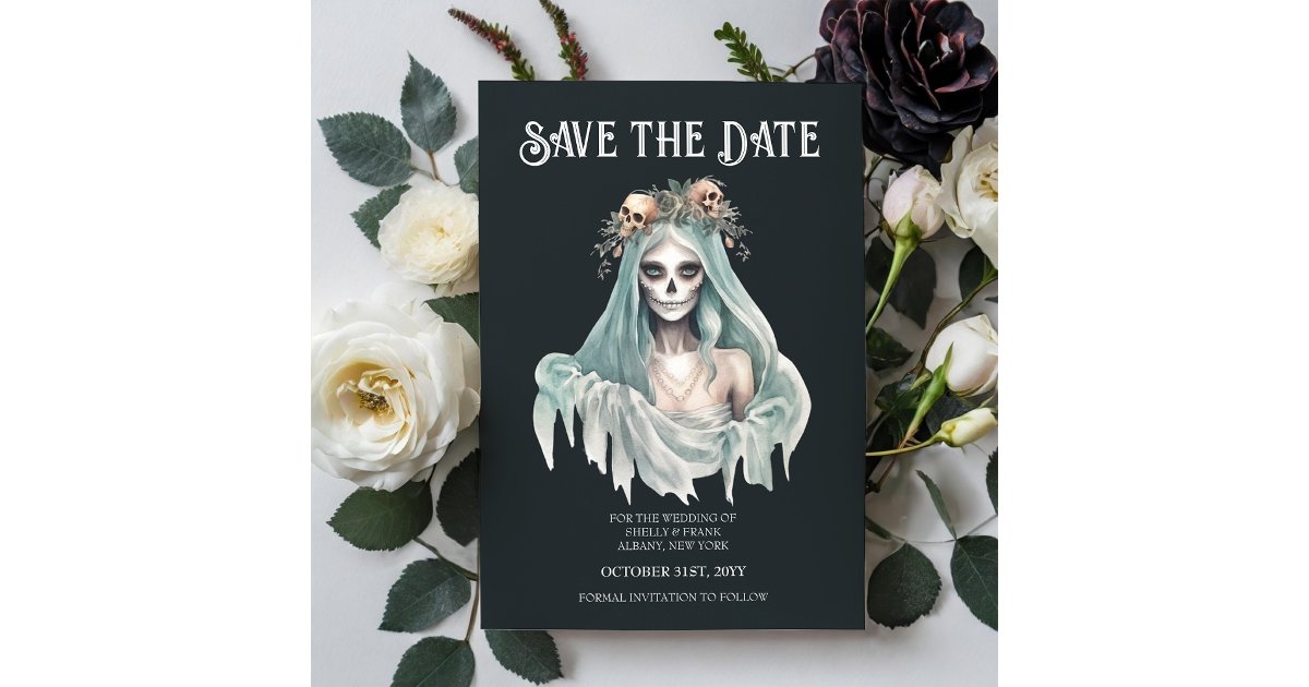 Corpse Bride Mint Halloween Save the Date Invitation | Zazzle
