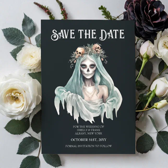 Corpse Bride Mint Halloween Save the Date Invitation | Zazzle