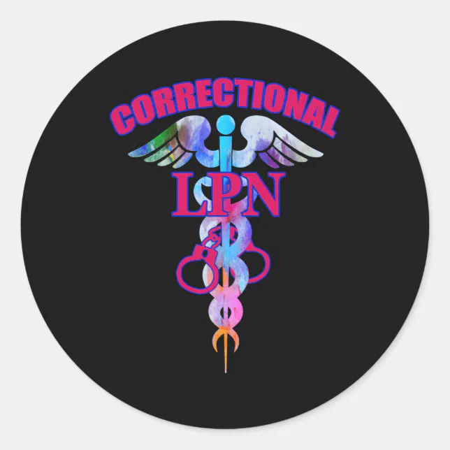 Correctional Lpn Practical Nurse Caduceus Symbol Classic Round Sticker ...