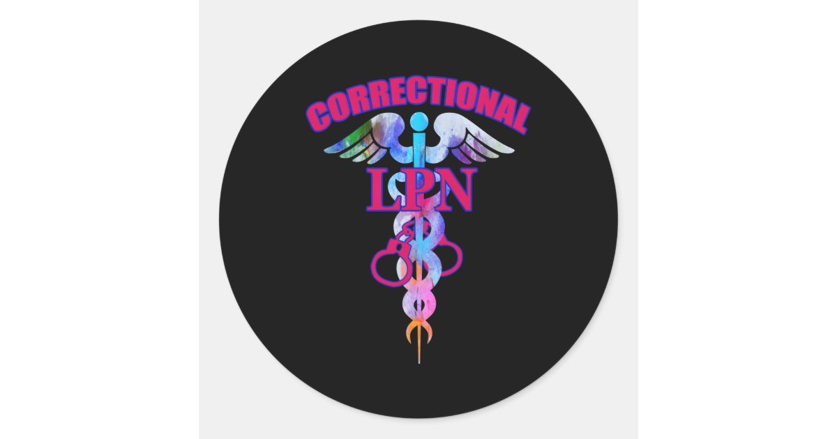 Correctional Lpn Practical Nurse Caduceus Symbol Classic Round Sticker ...
