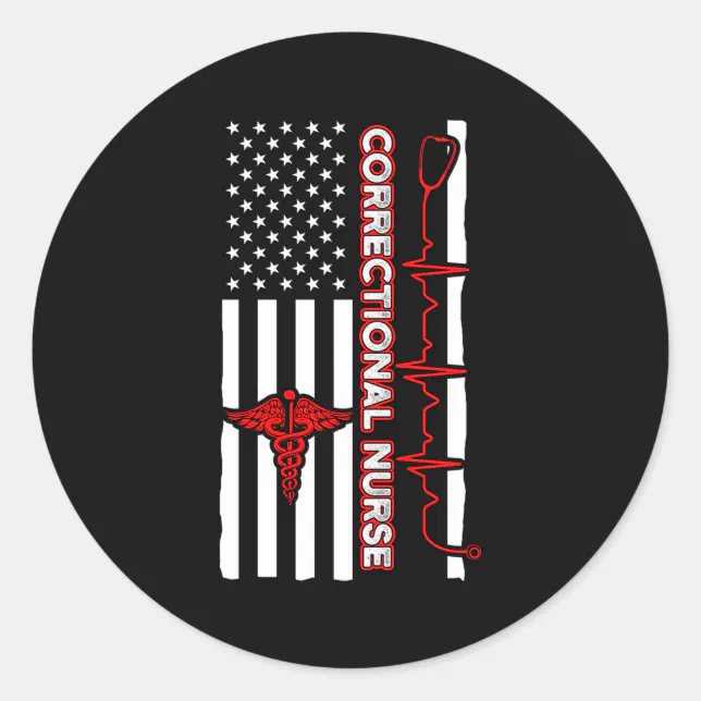 Correctional Nurse Usa Flag Nursing Rn Classic Round Sticker | Zazzle