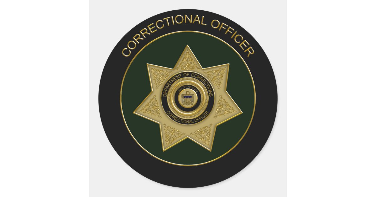 Correctional Officer Badge,Gld Grn B-Round Sticker | Zazzle