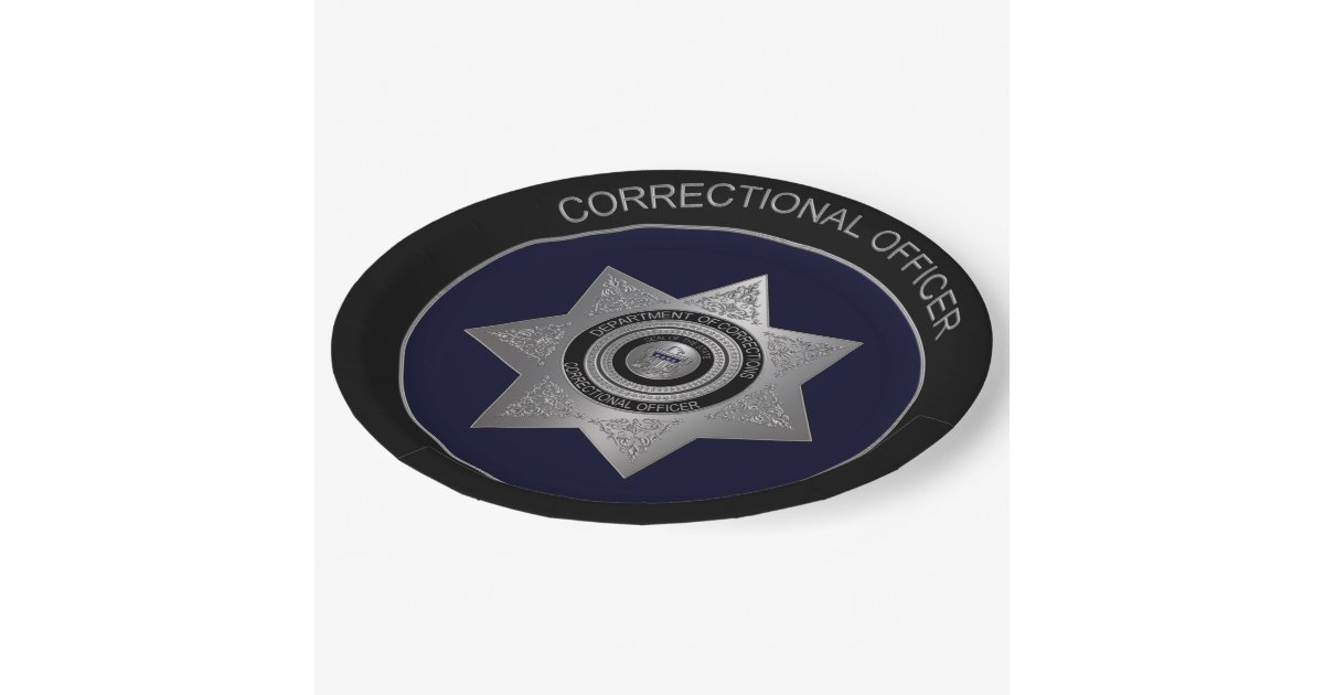Correctional Officer Badge Silver 02-PAPER PLATES | Zazzle
