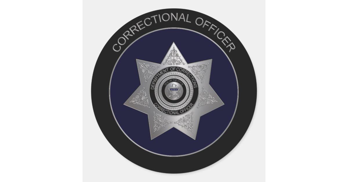 Correctional Officer Badge,Silver 2-Round Sticker | Zazzle