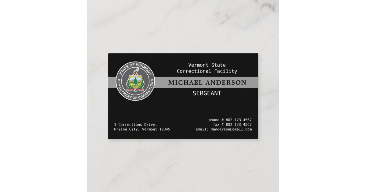 Correctional Officer Custom Logo Thin Gray Line Bu Business Card | Zazzle