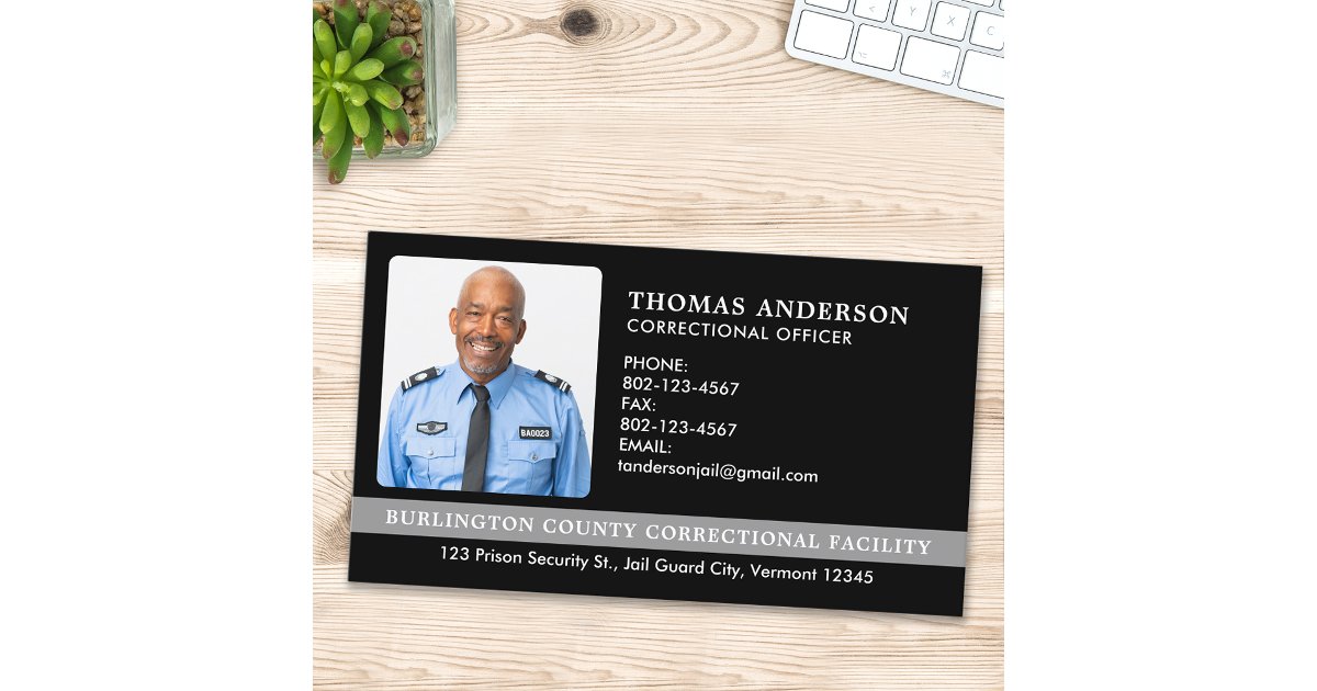 Correctional Officer Custom Photo Prison Security Business Card | Zazzle