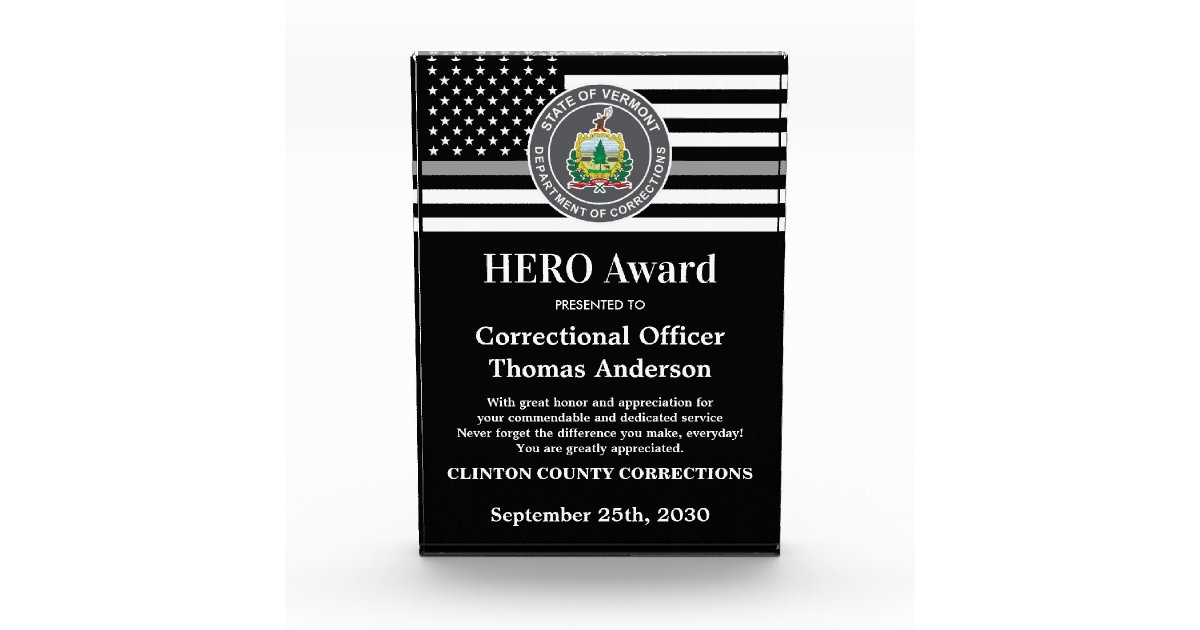 Correctional Officer HERO Department Logo Acrylic Award | Zazzle