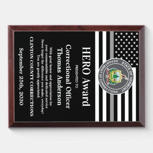 Correctional Officer HERO Department Logo Award Plaque | Zazzle