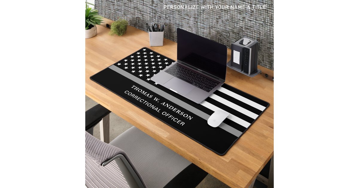 Correctional Officer Personalized Thin Gray Line Desk Mat | Zazzle