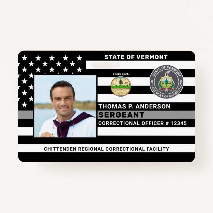 Correctional Officer Photo Logo Company Jailor ID Badge | Zazzle