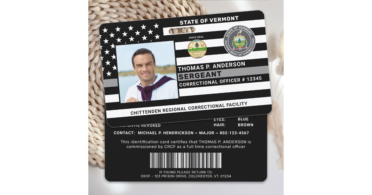 Correctional Officer Photo Logo Company Jailor ID Badge | Zazzle