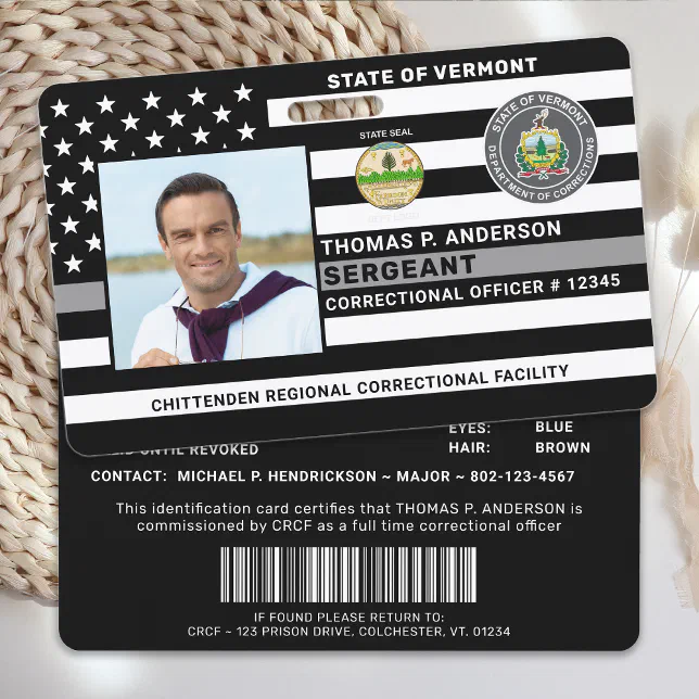 Correctional Officer Photo Logo Company Jailor ID Badge | Zazzle