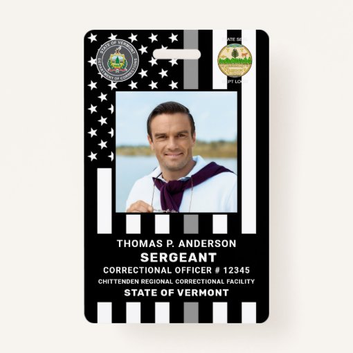 Correctional Officer Photo Logo Prison Jailor ID Badge | Zazzle