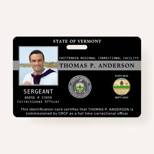 Correctional Officer Photo Professional Jailor ID Badge | Zazzle