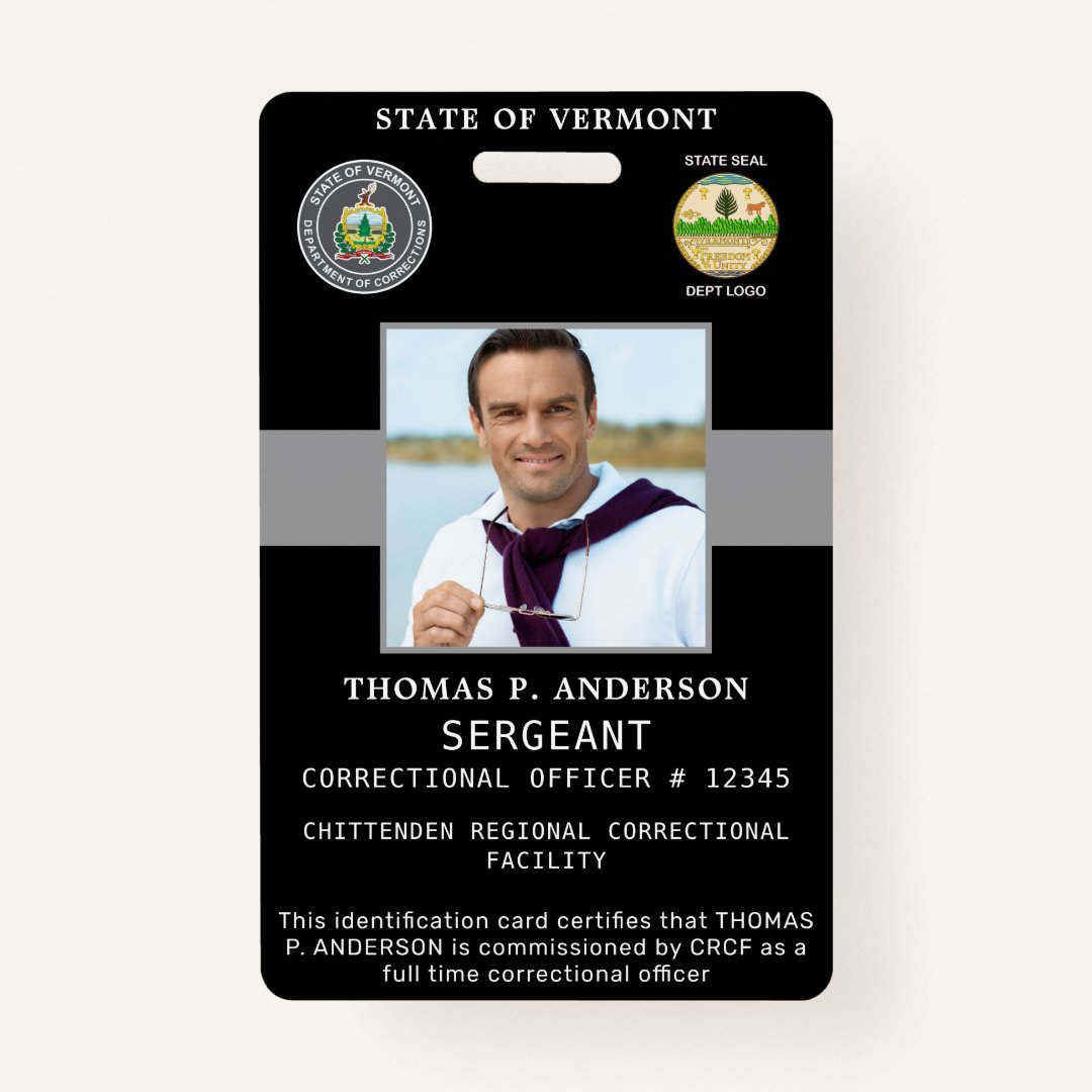 Correctional Officer Professional Logo Photo ID Badge | Zazzle