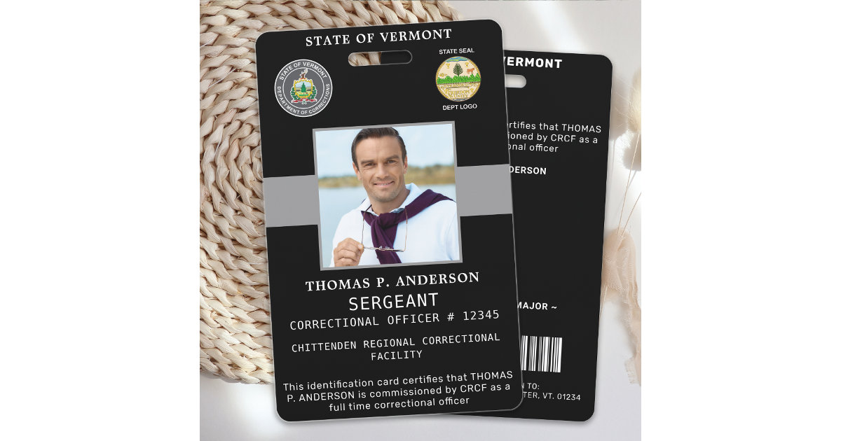 Correctional Officer Professional Logo Photo ID Badge | Zazzle