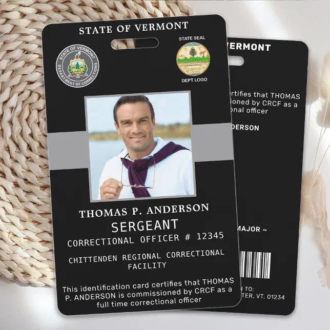 Correctional Officer Professional Logo Photo ID Badge | Zazzle