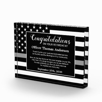 Correctional Officer Retirement Congratulations Acrylic Award | Zazzle
