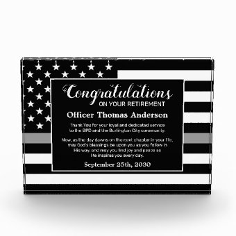 Correctional Officer Retirement Congratulations Acrylic Award | Zazzle