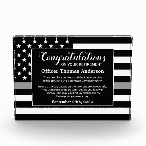 Correctional Officer Retirement Congratulations Acrylic Award | Zazzle