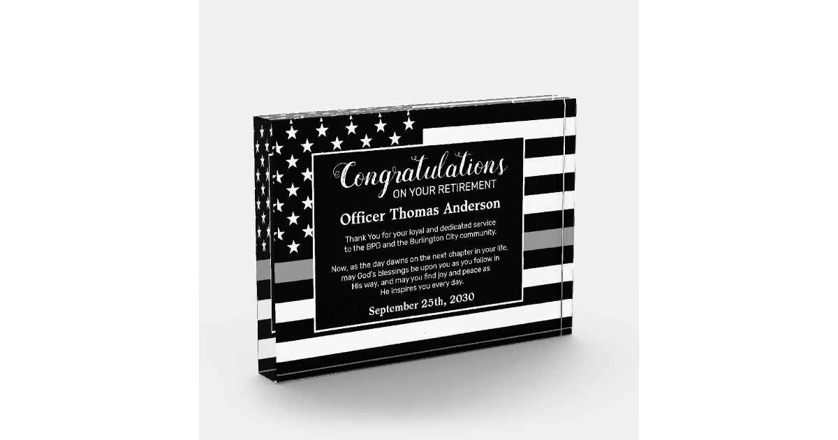 Correctional Officer Retirement Congratulations Acrylic Award | Zazzle