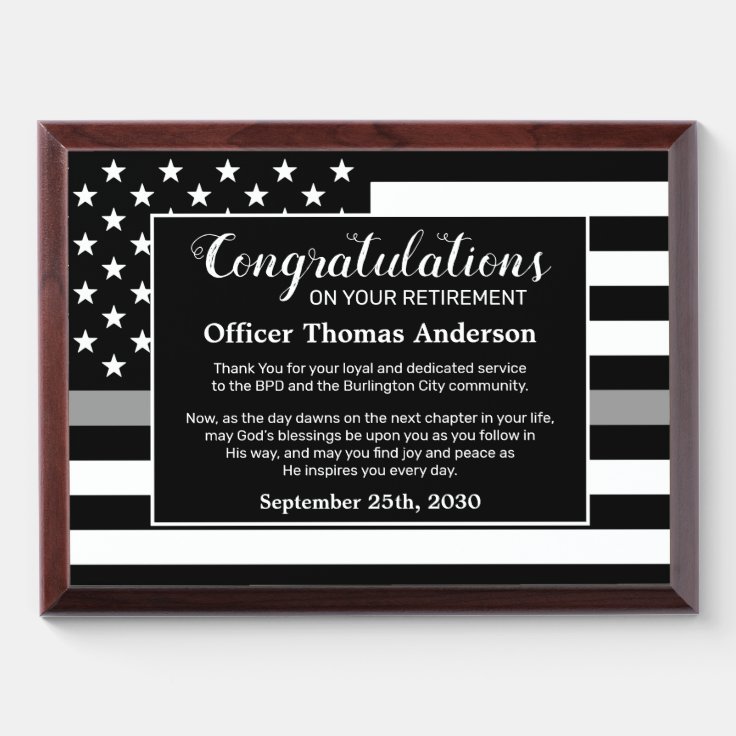 Correctional Officer Retirement Congratulations Award Plaque | Zazzle