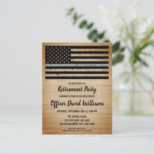 Correctional Officer Retirement Thin Silver Line Announcement Postcard ...