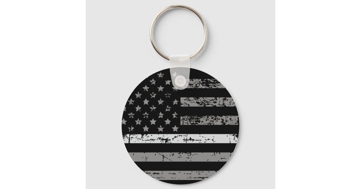 Correctional Officer Thin Grey Line American Flag Keychain | Zazzle