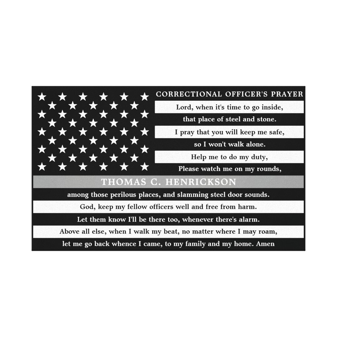 Correctional Officers Prayer Thin Gray Line Canvas Print | Zazzle