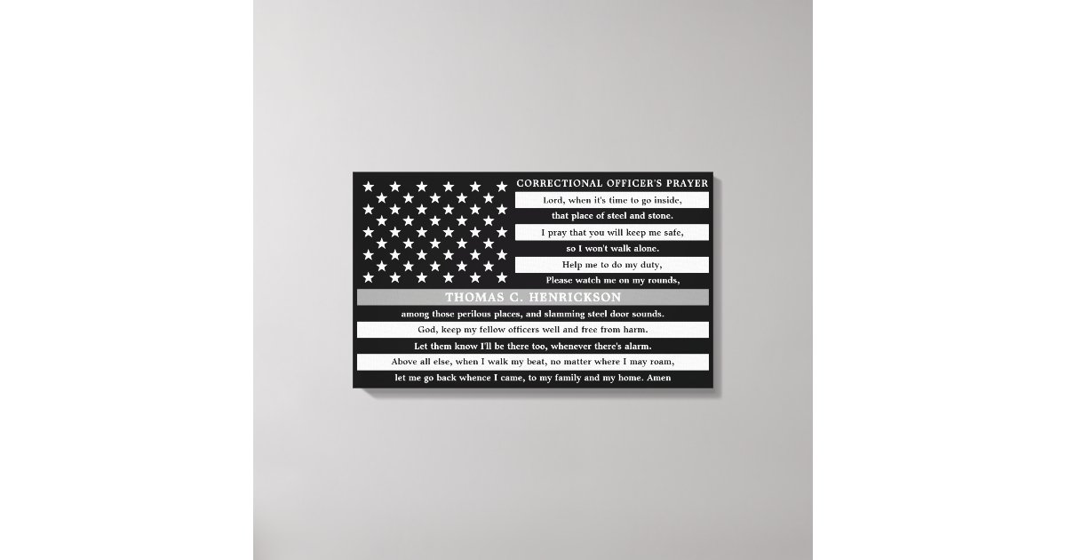 Correctional Officers Prayer Thin Gray Line Canvas Print | Zazzle