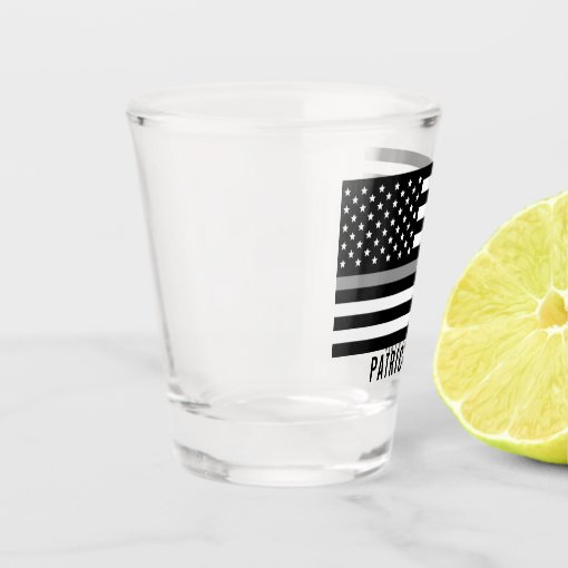 Correctional Thin Gray Line American Flag Add Name Shot Glass | Zazzle