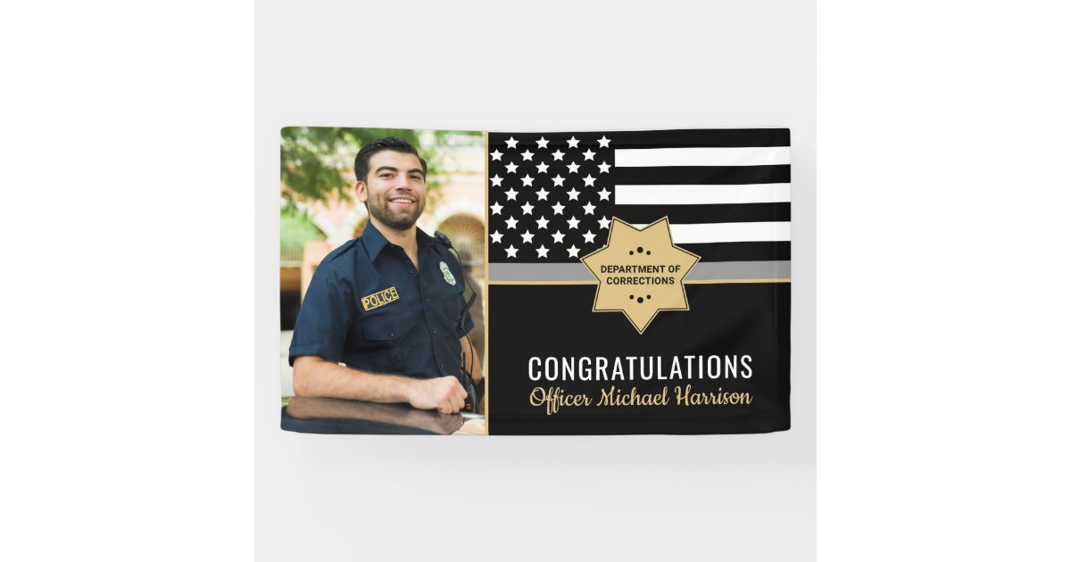 Corrections Officer Graduation Party Flag Photo Banner | Zazzle