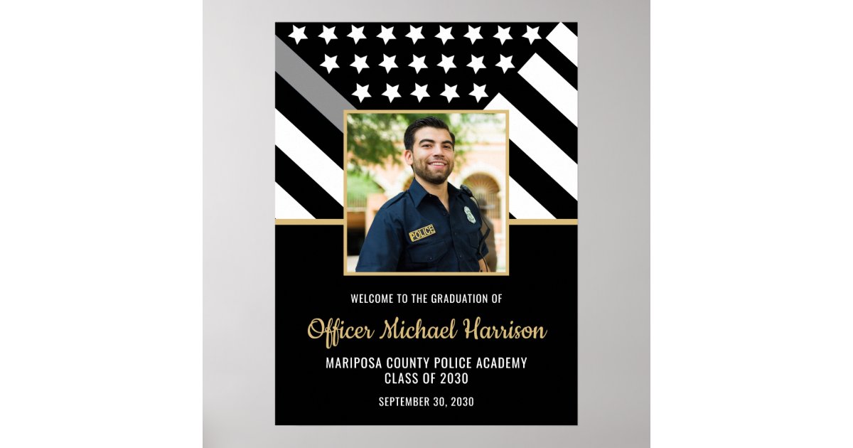 Corrections Officer Graduation Party Flag Photo Poster | Zazzle