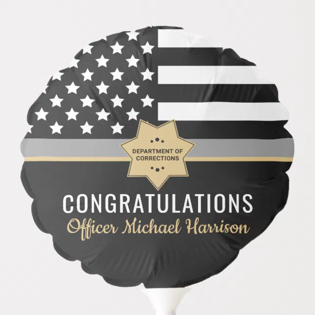 Corrections Officer Graduation Party Silver Line Balloon | Zazzle