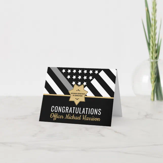 Corrections Officer Graduation Thin Silver Line Card | Zazzle