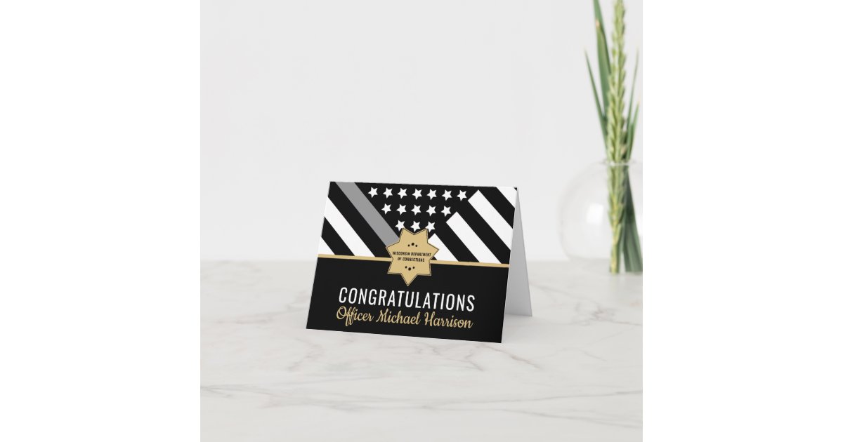 Corrections Officer Graduation Thin Silver Line Card | Zazzle