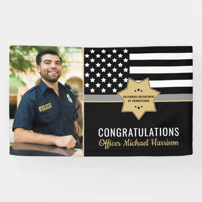 Corrections Officer Police Graduation Photo Banner | Zazzle