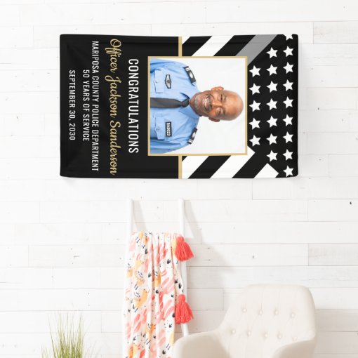 Corrections Officer Retirement Silver Line Photo Banner | Zazzle