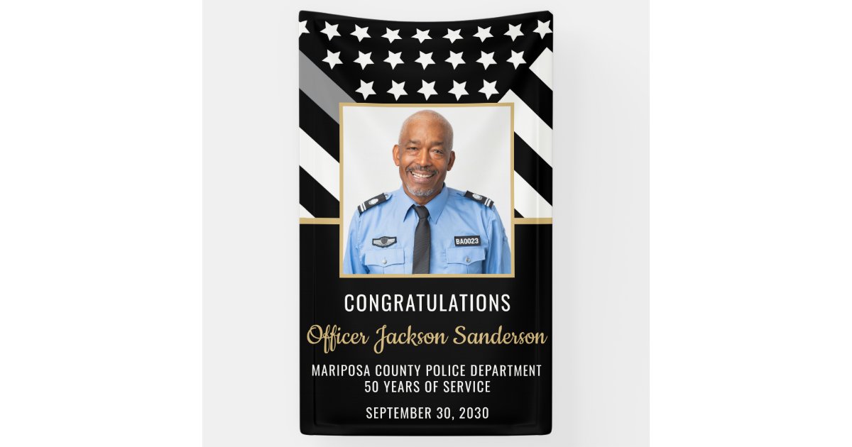 Corrections Officer Retirement Silver Line Photo Banner | Zazzle