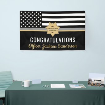 Corrections Officer Retirement Thin Silver Line Banner | Zazzle