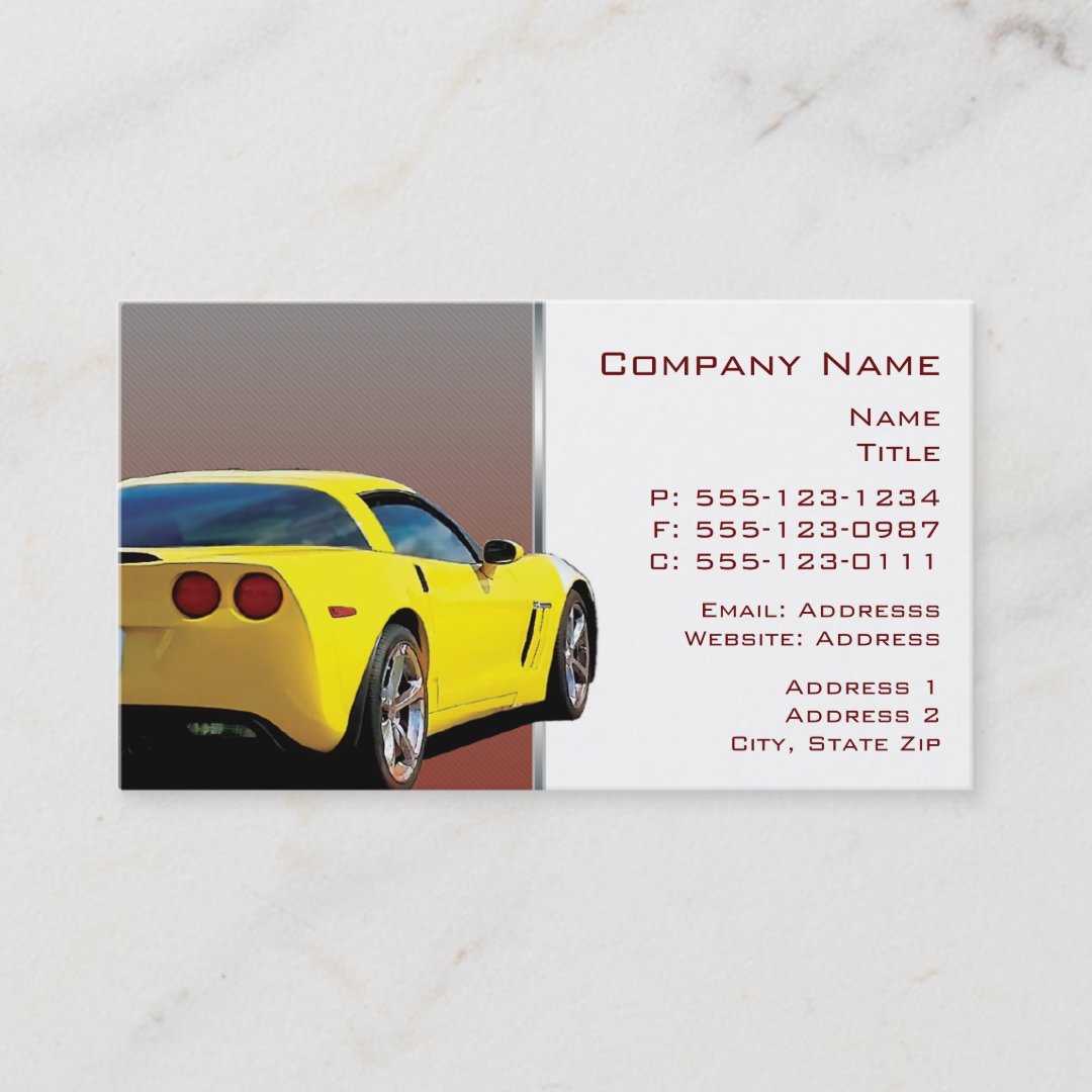 Corvette Backside Business Cards | Zazzle