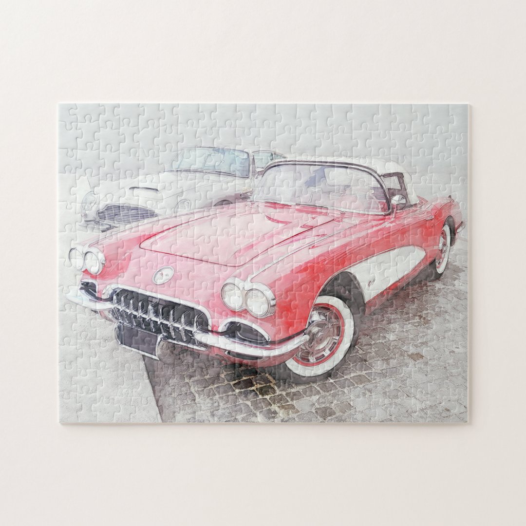 Corvette Digital Painting Jigsaw Puzzle | Zazzle