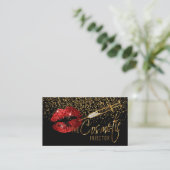 Cosmetic Injector with Gold Confetti & Red Lips Business Card | Zazzle