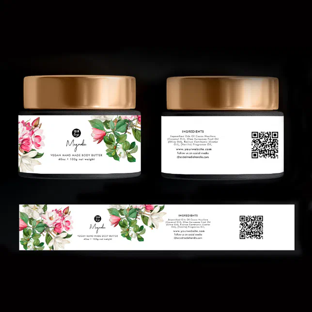 Cosmetic Product Label Skincare Magnolia Sticker | Zazzle