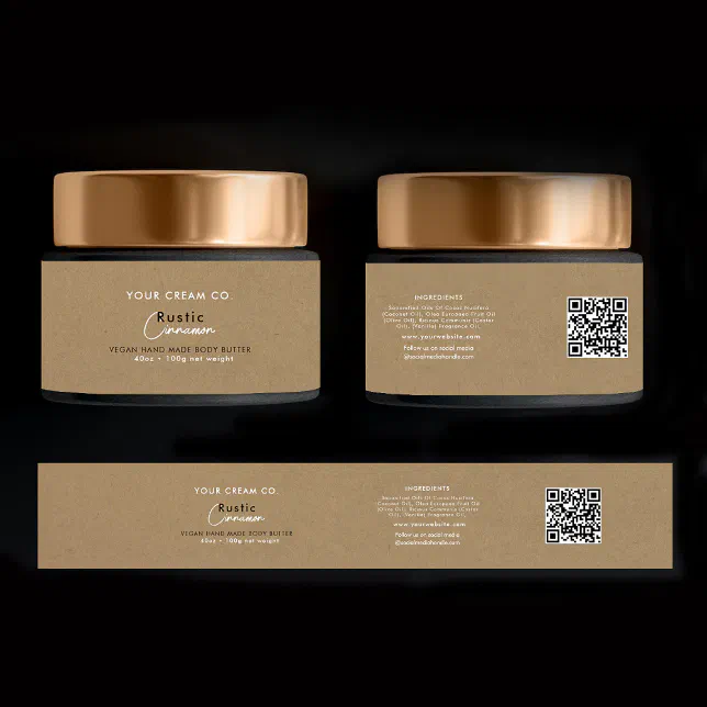 Cosmetic Product Sticker Template Skincare Kraft Wrap Around Label | Zazzle