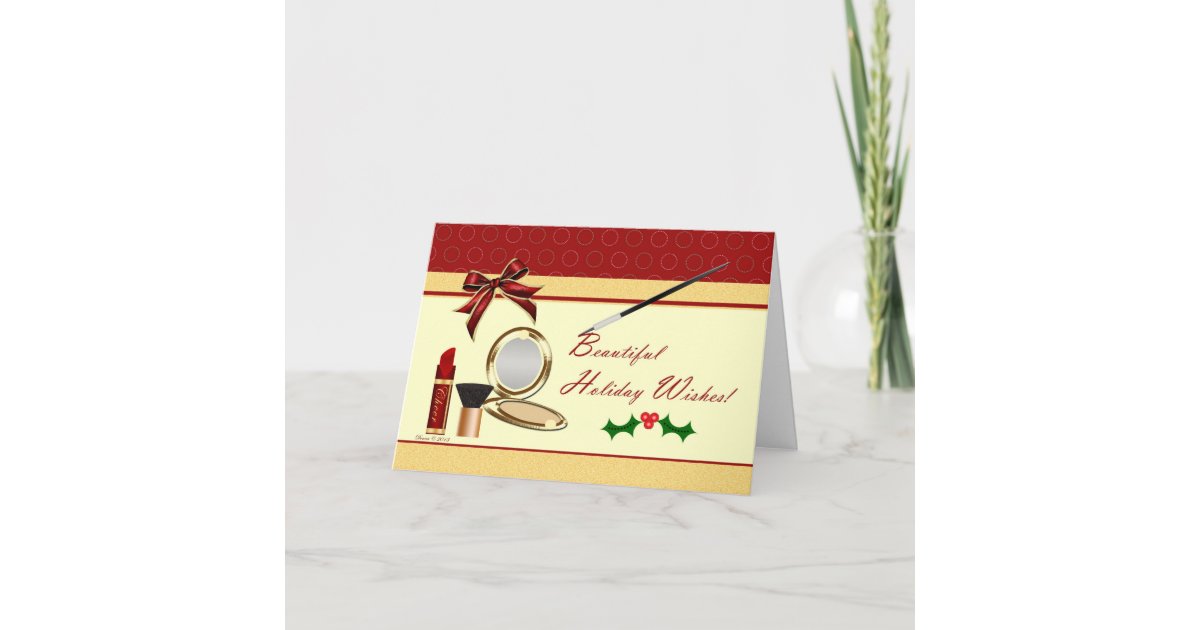 Cosmetics Makeup Christmas Holiday Card | Zazzle