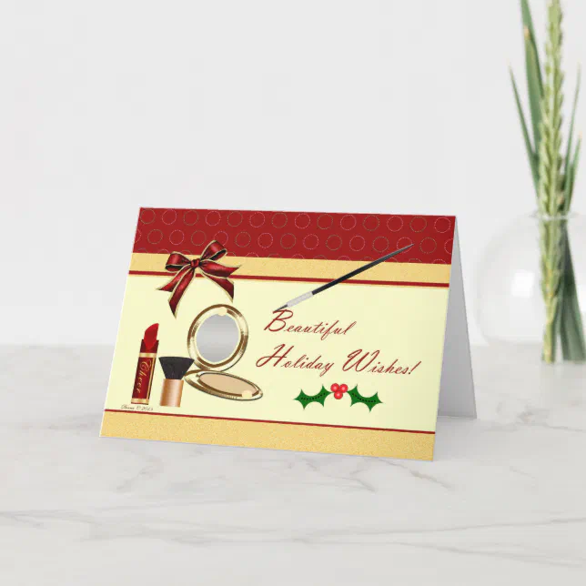 Cosmetics Makeup Christmas Holiday Card | Zazzle