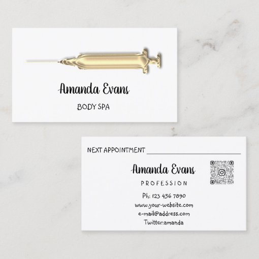 Cosmetologist Syringe Botox Injection Gold Appointment Card | Zazzle