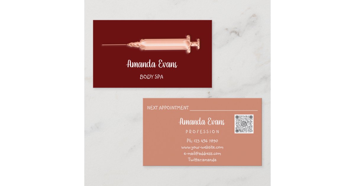 Cosmetologist Syringe Botox Injection Rose Burgund Appointment Card ...